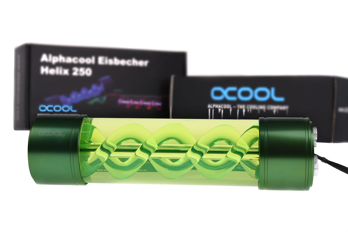 Alphacool Eisbecher Helix 250mm reservoir - green - Watercooling UK