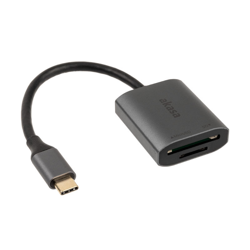 Akasa USB 3.2 Gen1 Type-C Dual Card Reader - silver - Watercooling UK