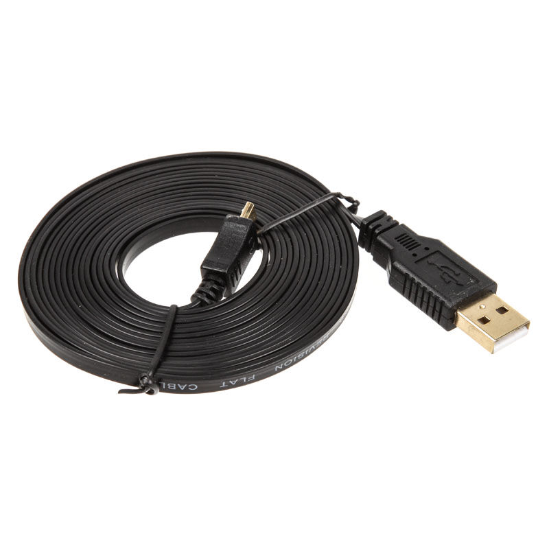InLine 3m Micro-USB 2.0 Flat Cable, USB-A to Micro B - black ...