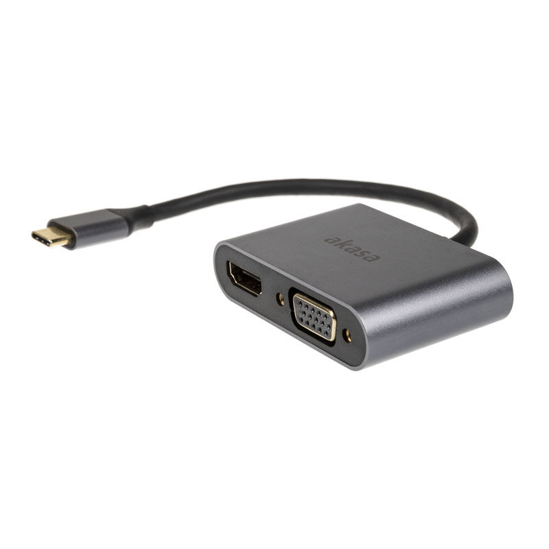 Akasa USB Type C 2-in-1 display adapter - silver - Watercooling UK