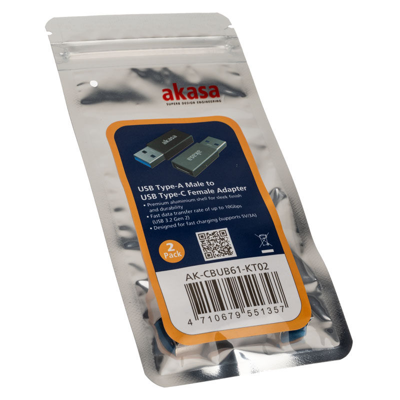 akasa Type A to Type C USB adapter - 2 pieces - Watercooling UK