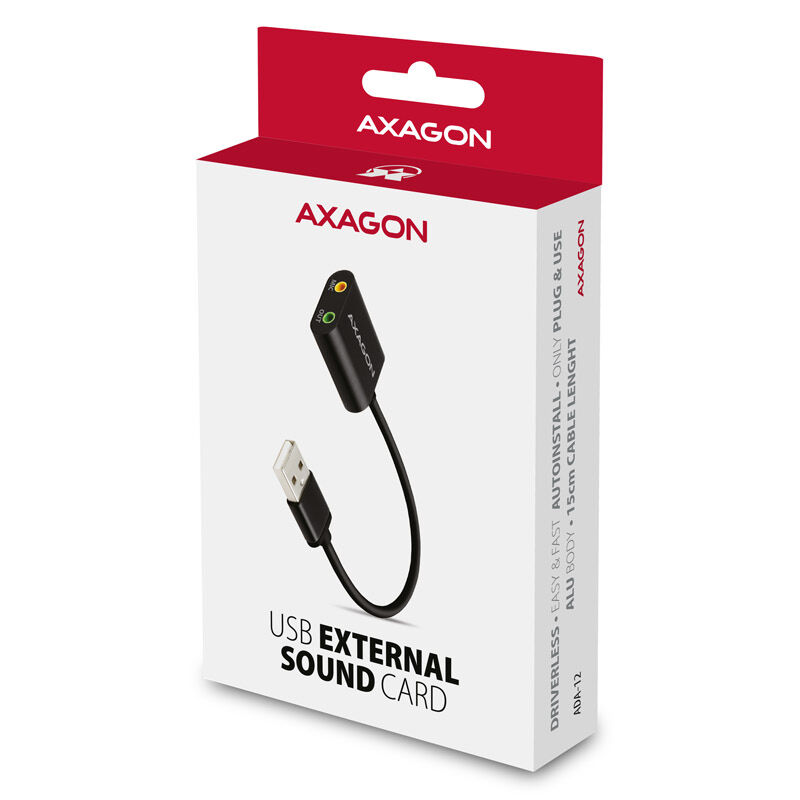 AXAGON ADA-12 USB 2.0, Stereo Audio Mini Adapter, 15 cm cable length ...