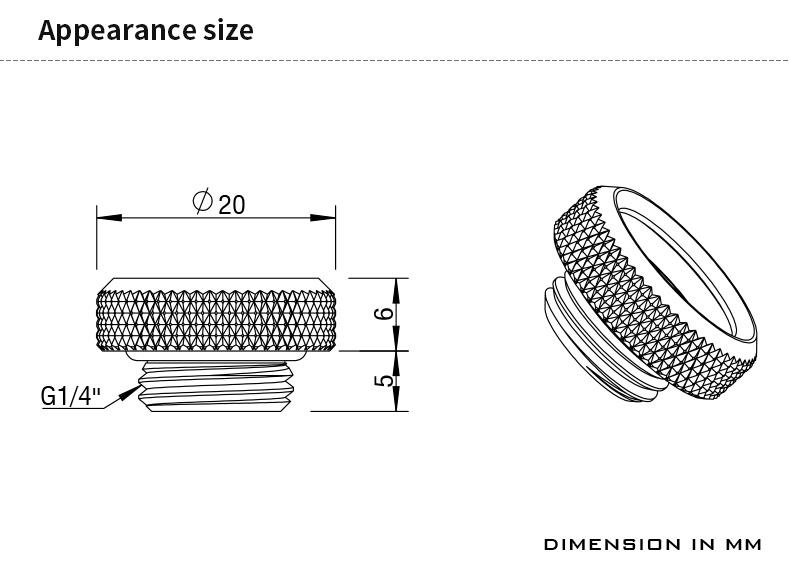 Barrow G1/4 - 14mm OD Mini Hard Tube Push Fitting - Shiny Silver ...