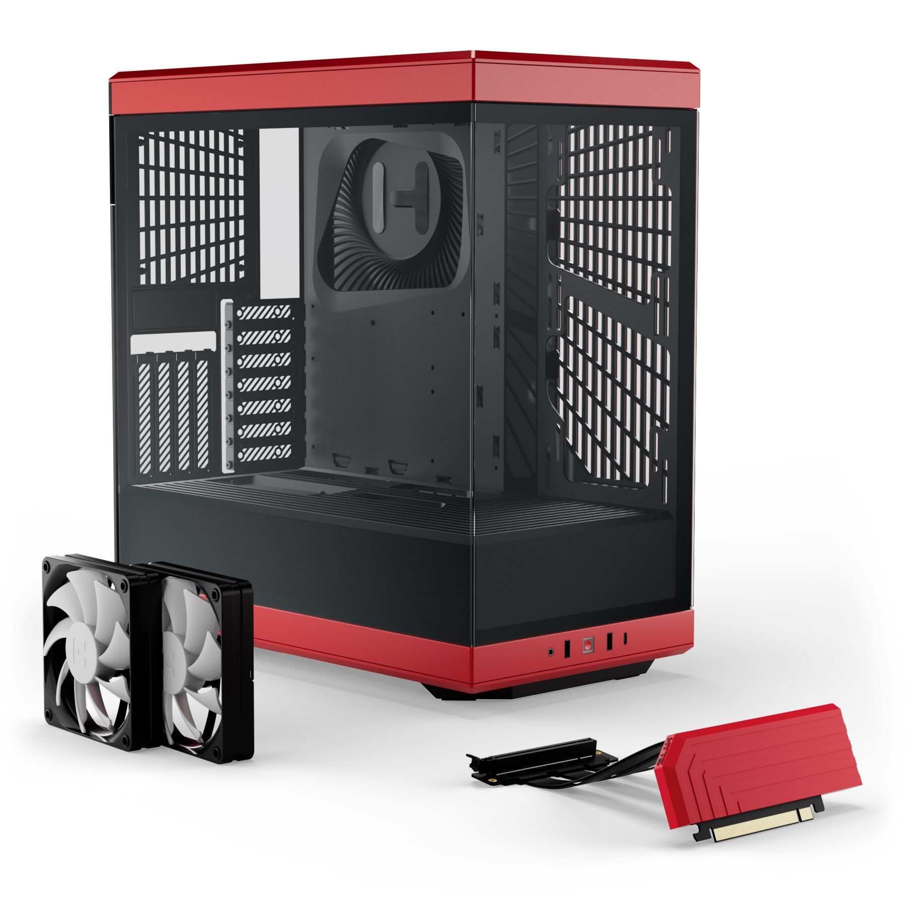 Hyte Y40 Midi Tower, tempered glass - black/red - Watercooling UK