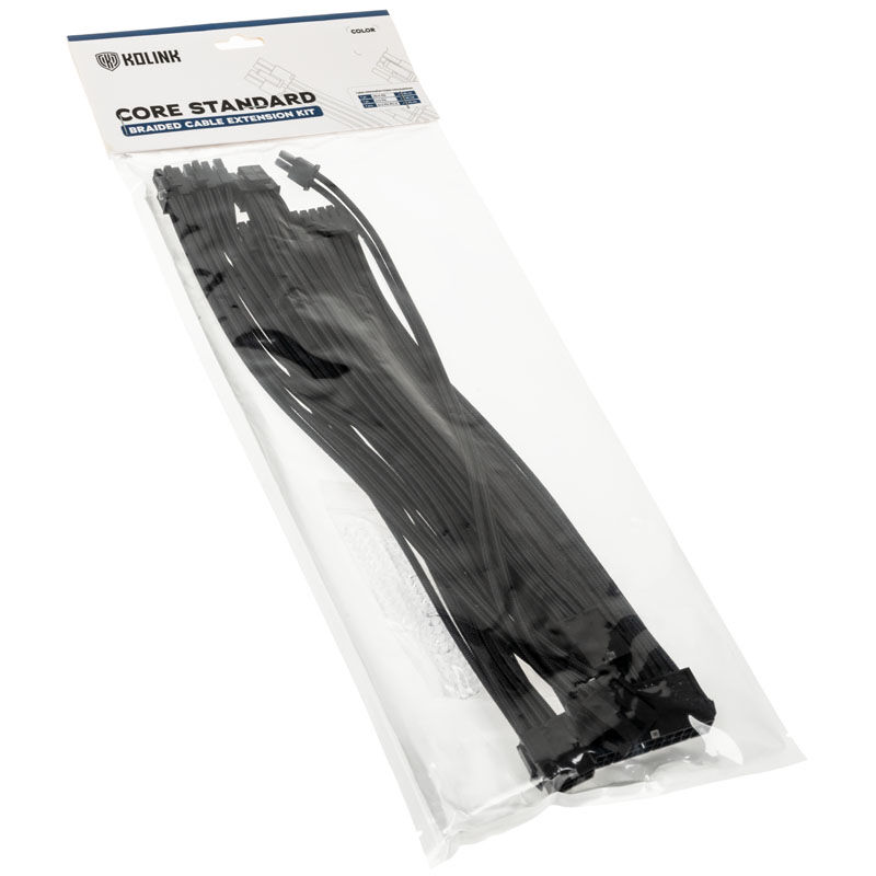 Kolink Core Standard Braided Cable Extension Kit - Jet Black ...