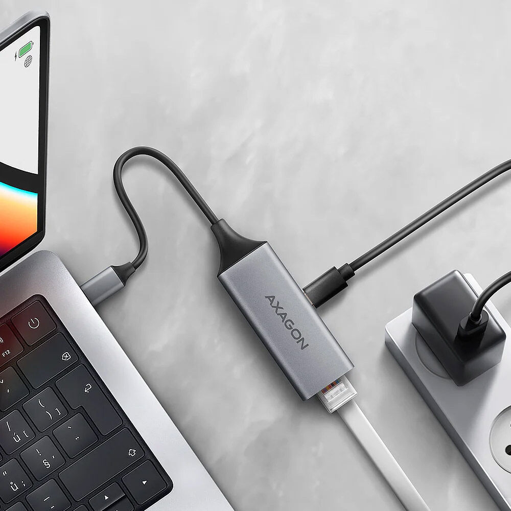 AXAGON ADE-TXPD Gigabit Ethernet Adapter, USB-C - titanium gray ...