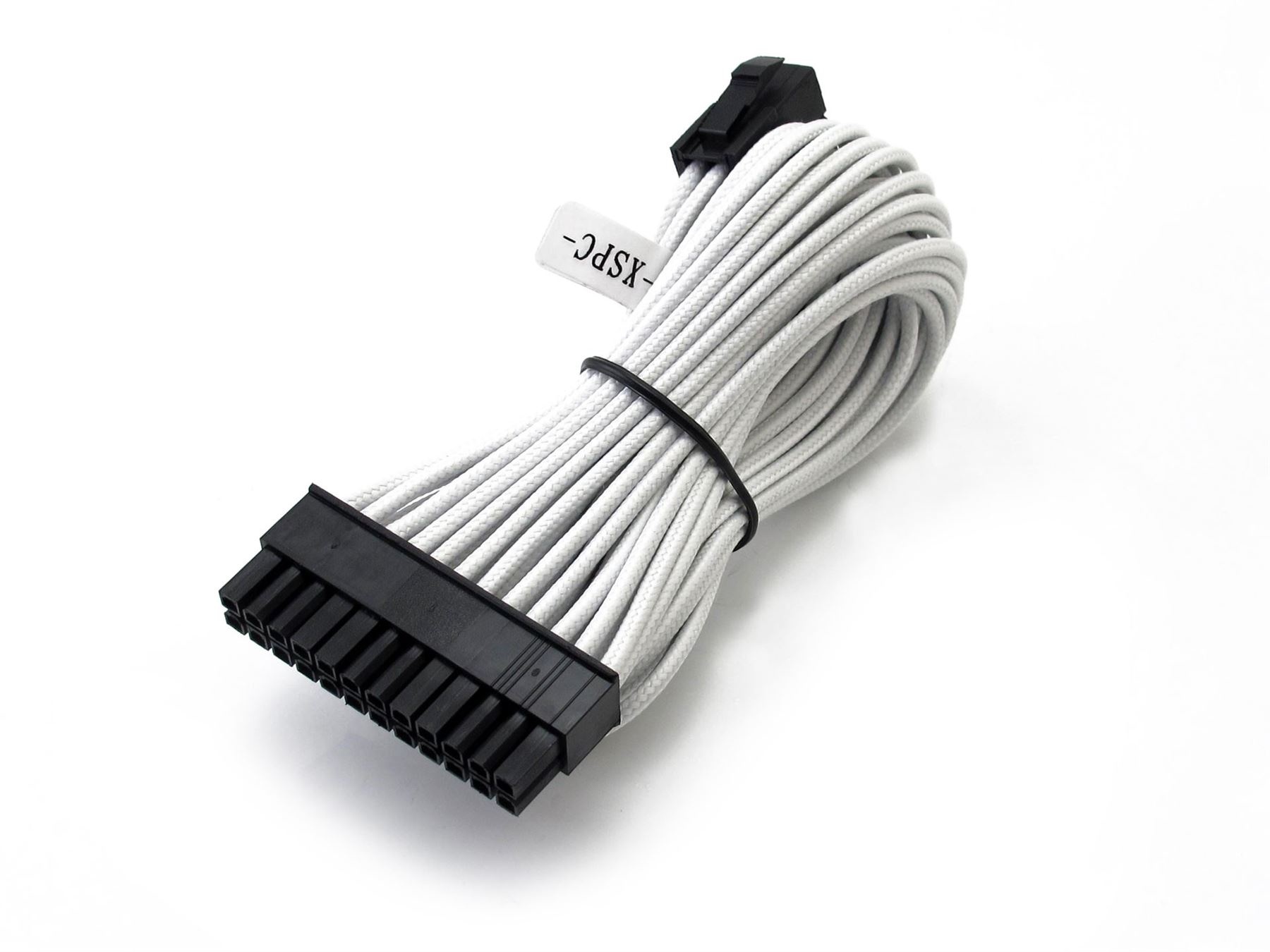 XSPC Premium Sleeved 24-Pin ATX Extension Cable (White) - Watercooling UK