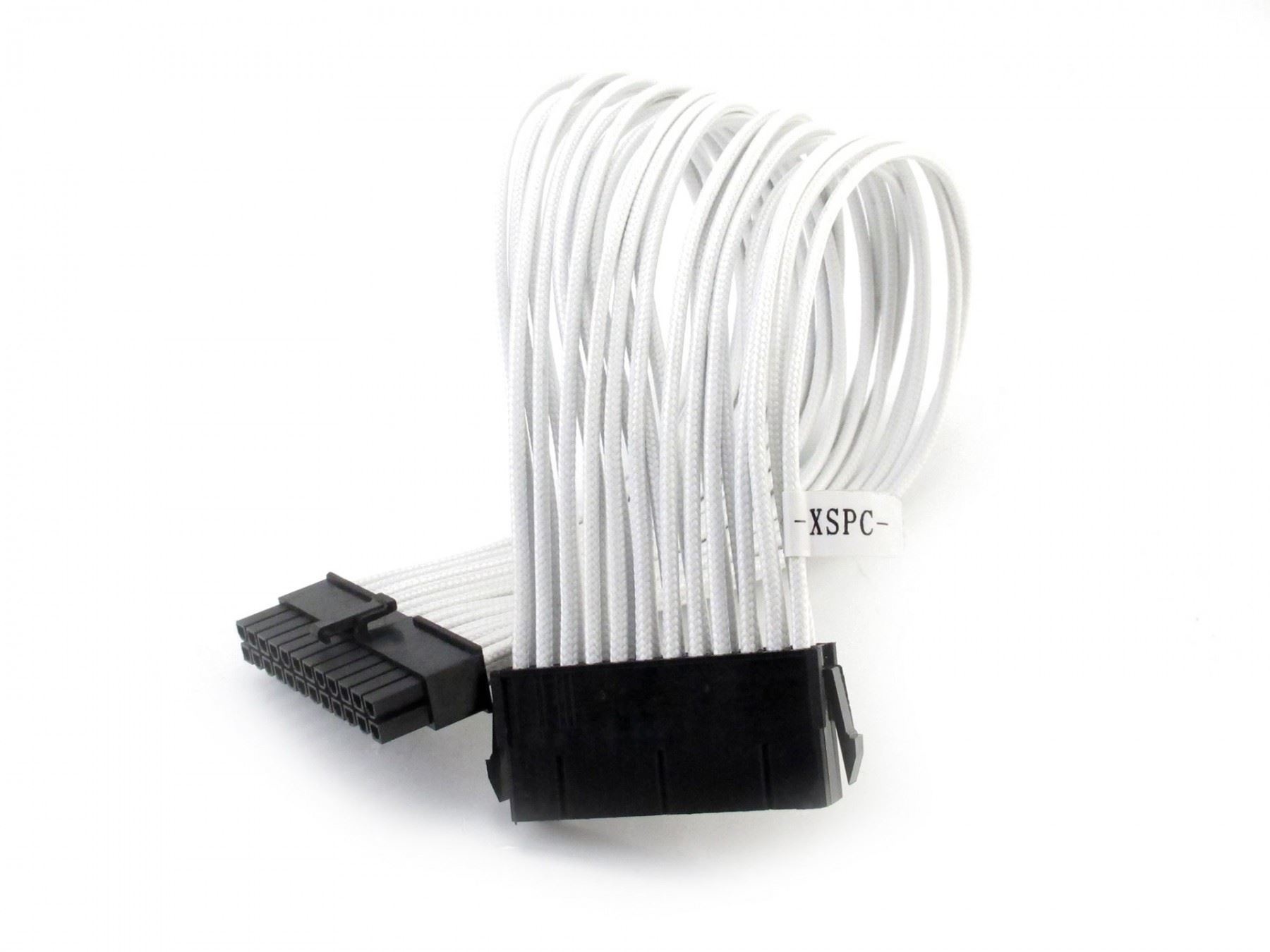 XSPC Premium Sleeved 24-Pin ATX Extension Cable (White) - Watercooling UK