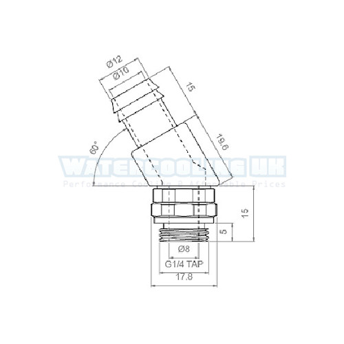 Enzotech RHF-G1/4-12 G1/4 - 60- 1/2 (12mm) Rotary Barb - Watercooling UK
