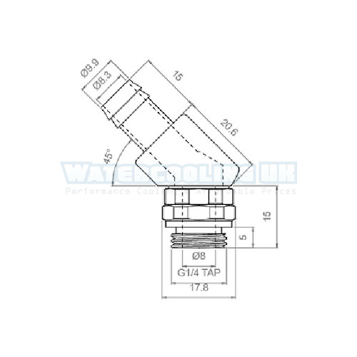 Enzotech RHF-G1/4-38 G1/4 - 45- 3/8 (10mm) Rotary Barb - Watercooling UK