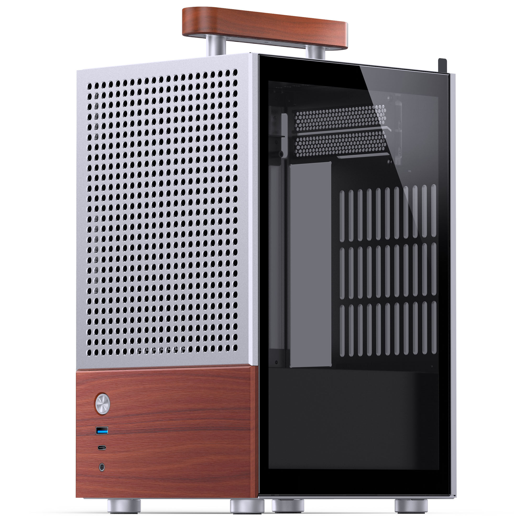 Jonsbo T6 PC Case, Mini-Tower, Mini-ITX, Tempered Glass, Wood - Silver ...