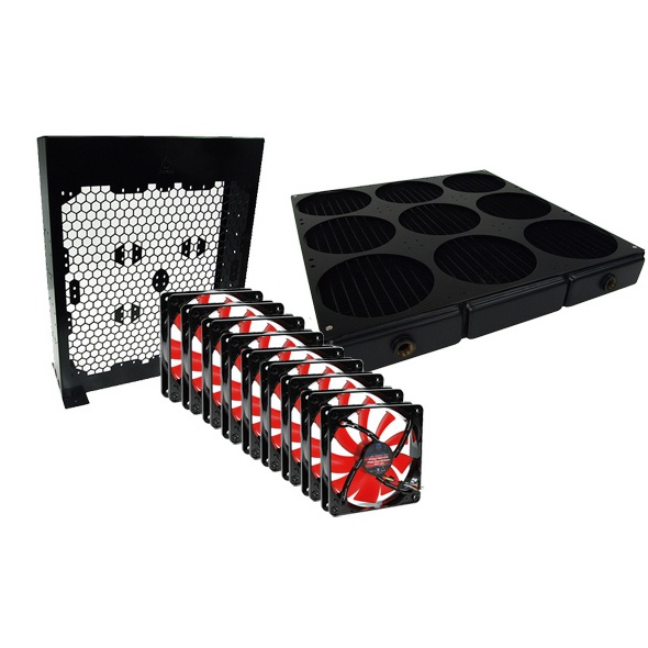 Phobya Bench Bundle Nova 1080 9x Phobya Nano-G 12 PWM RED Fans ...