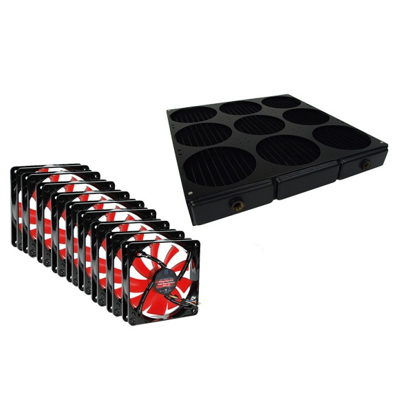 Phobya Xtreme NOVA 1080 Radiator Bundle 9x Phobya Nano-G 12 PWM RED LED ...