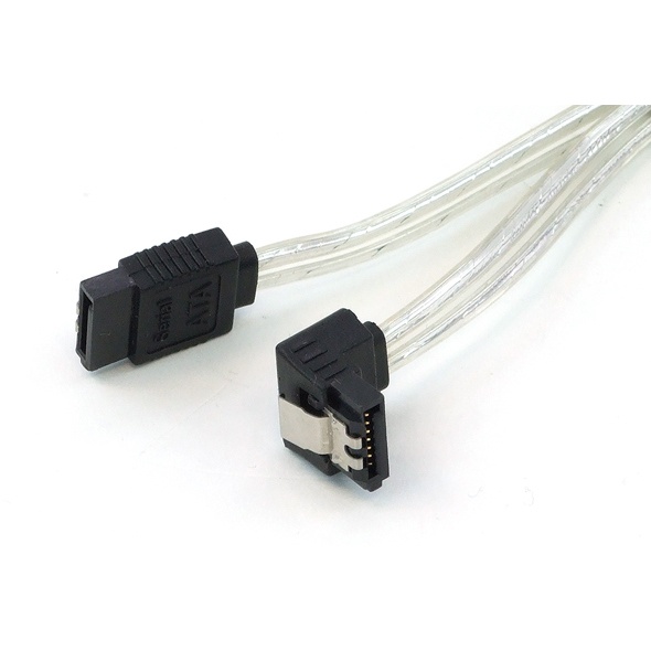 SATA cable tv 25cm angled, transparent, with safety latch - Watercooling UK