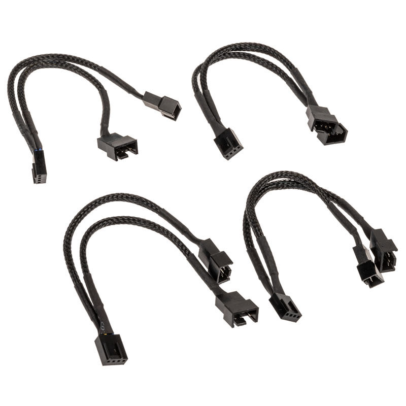 Akasa PWM fan splitter, pack of 4 - black - Watercooling UK
