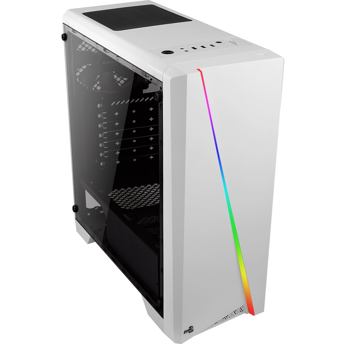 AEROCOOL - Cylon White RGB LED Mid-Tower Gaming Case Tempered Glass ...