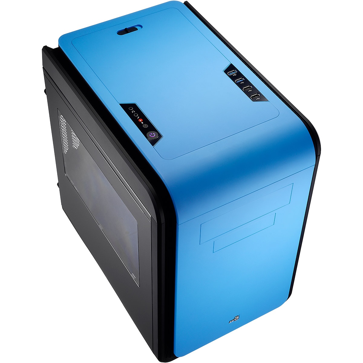 Aerocool Dead Silence Blue Gaming Cube Case with Side Window ...