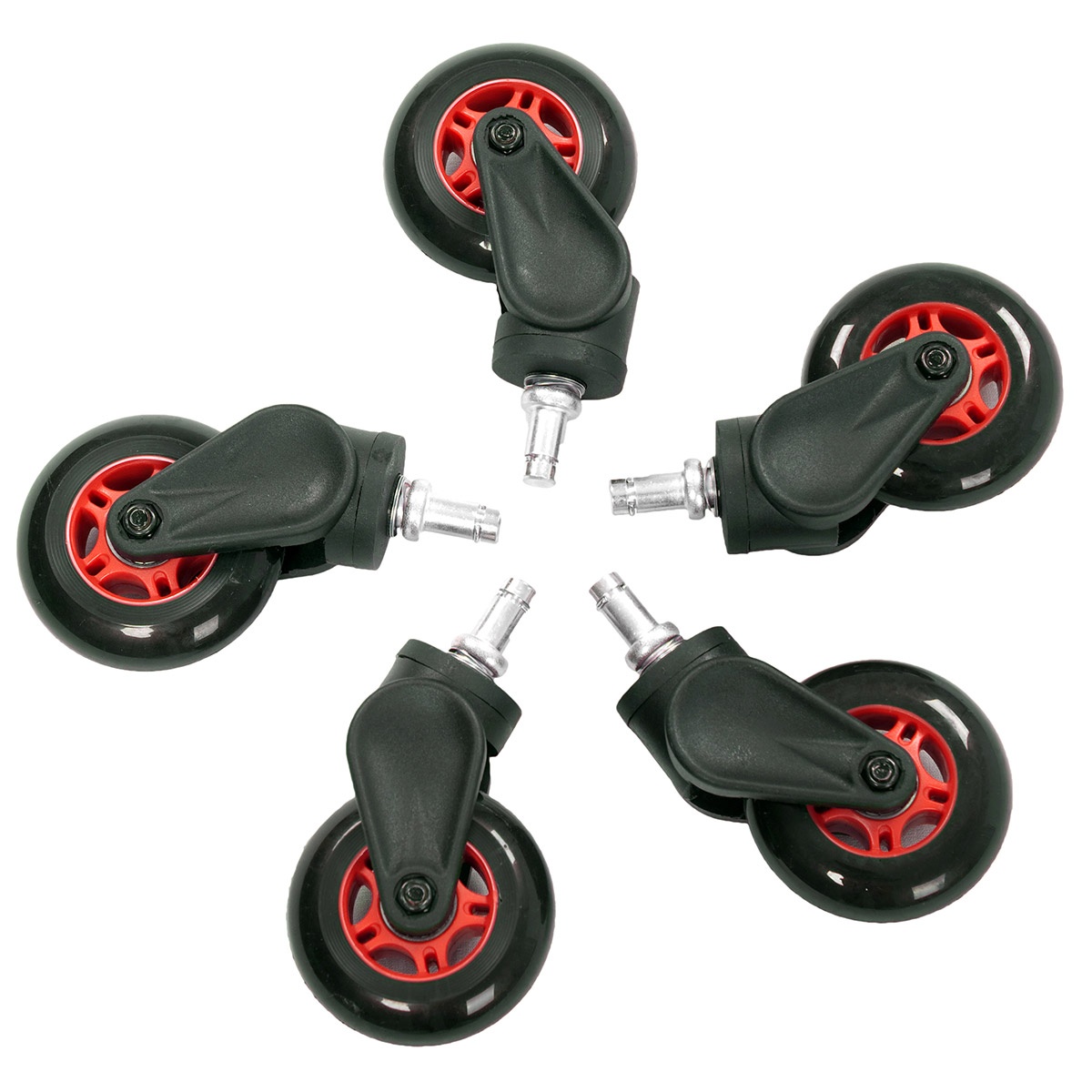 AKRACING Rollerblade Caster Wheels Set of 5 - Red - Watercooling UK