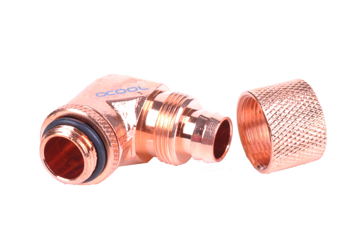 Alphacool 13/10 compression fitting 90- revolvable G1/4 - Shiny Copper ...