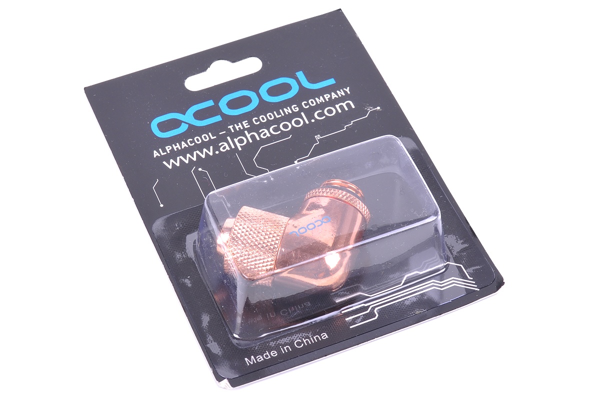 Alphacool 13/10 compression fitting 90- revolvable G1/4 - Shiny Copper ...