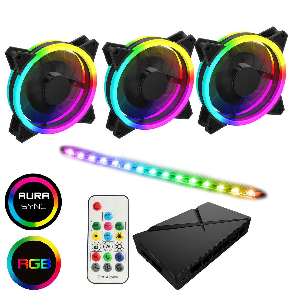 Game Max ARGB Fan Hub + Strip kit 3 x Velocity Fans 1x Viper Strip 1x ...
