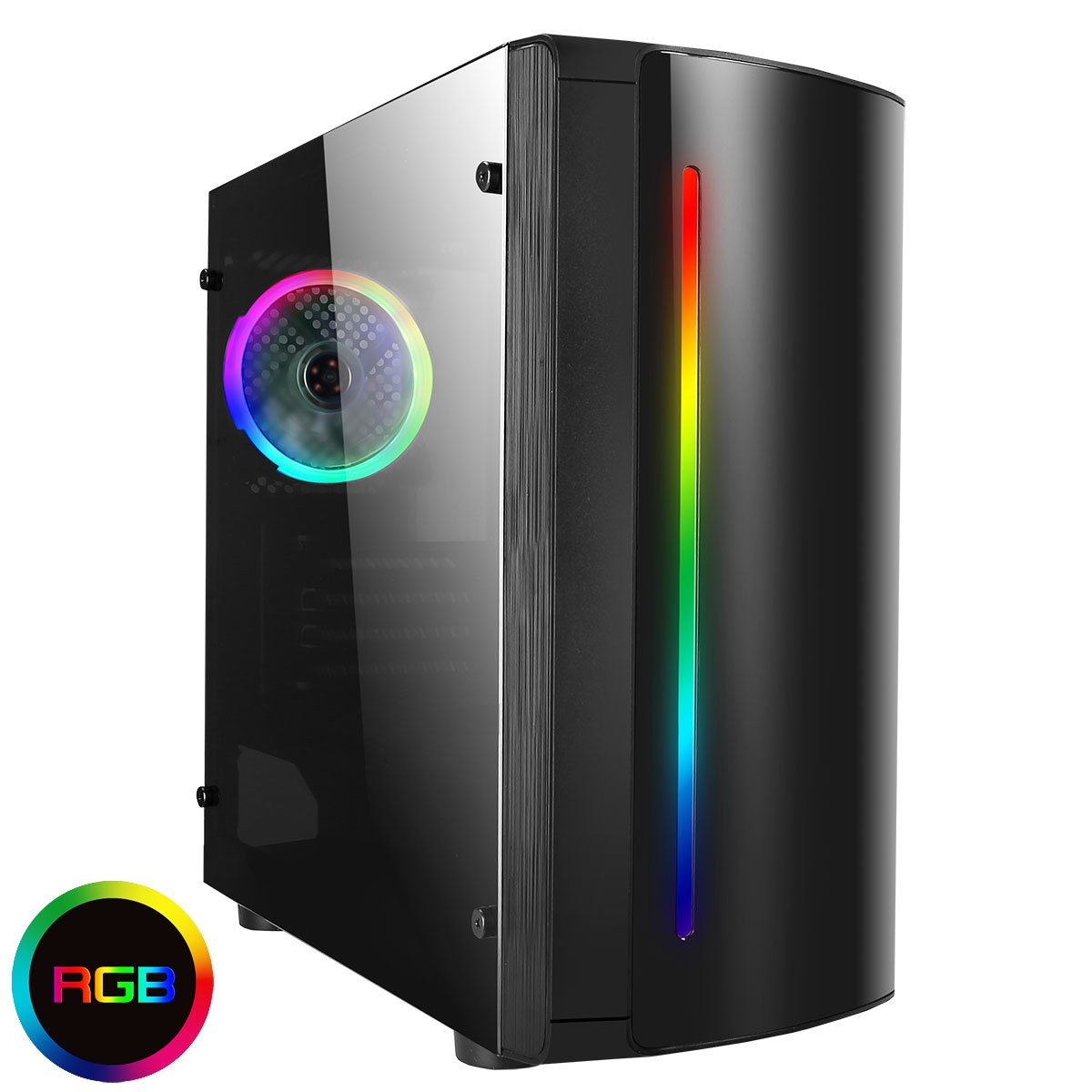CiT Beam MATX Gaming Case Rainbow RGB Strip 1 x Rainbow RGB fan Acrylic ...