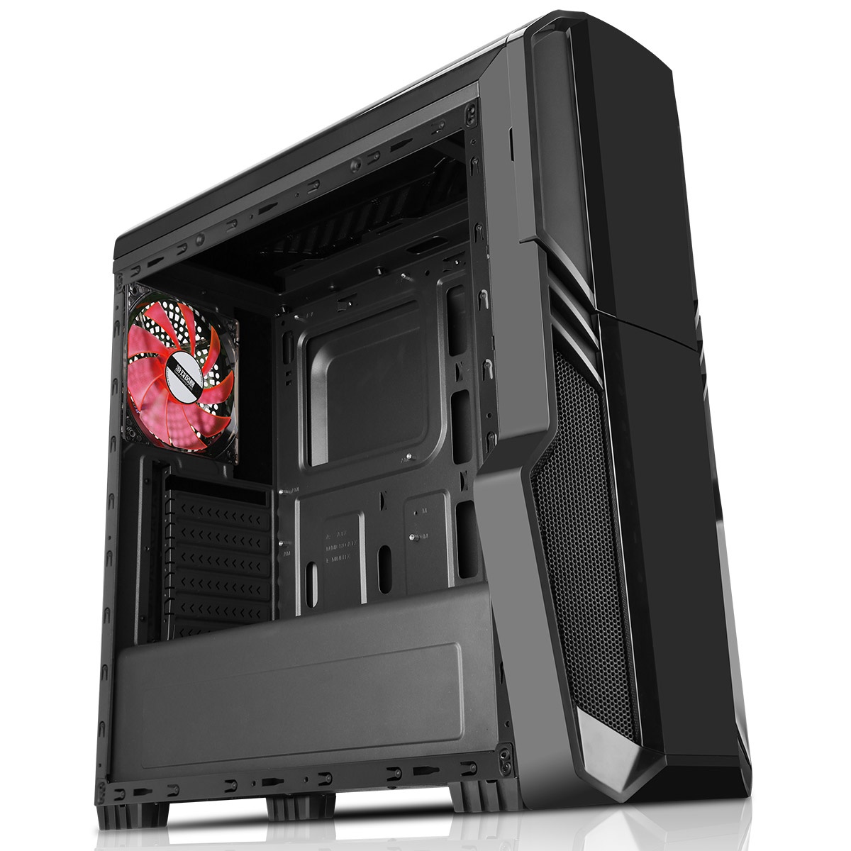 CiT G Force Black Case 1 x USB3 2 x12cm Red 15 LED Front Fans ...