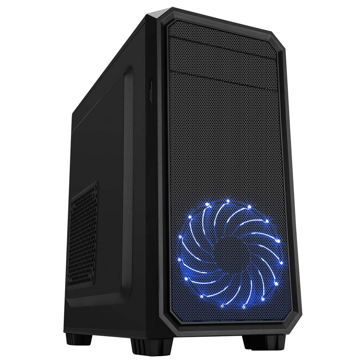 CiT Illusion Micro ATX Case Black with 1 x 15 LED Blue Front Fan 1 x ...