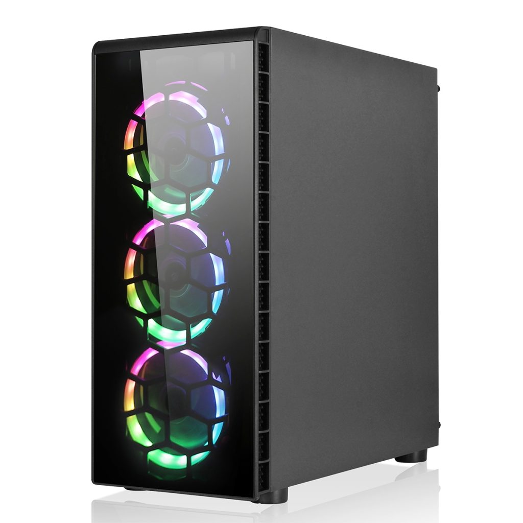 CiT Raider Mid-Tower Gaming Case 4 x Halo Spectrum RGB Fans Tempered ...