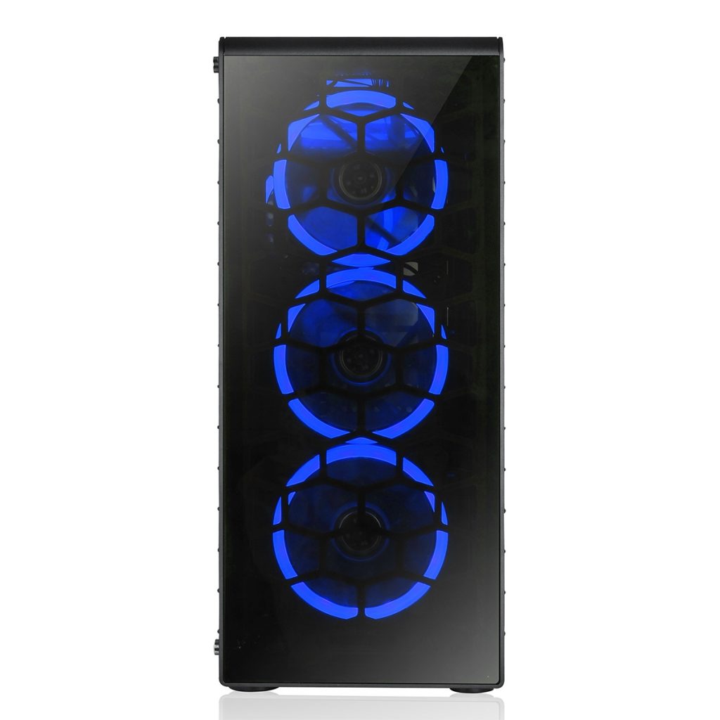 CiT Raider Mid-Tower Gaming Case With 4 x Halo Ring Blue Fans Tempered ...