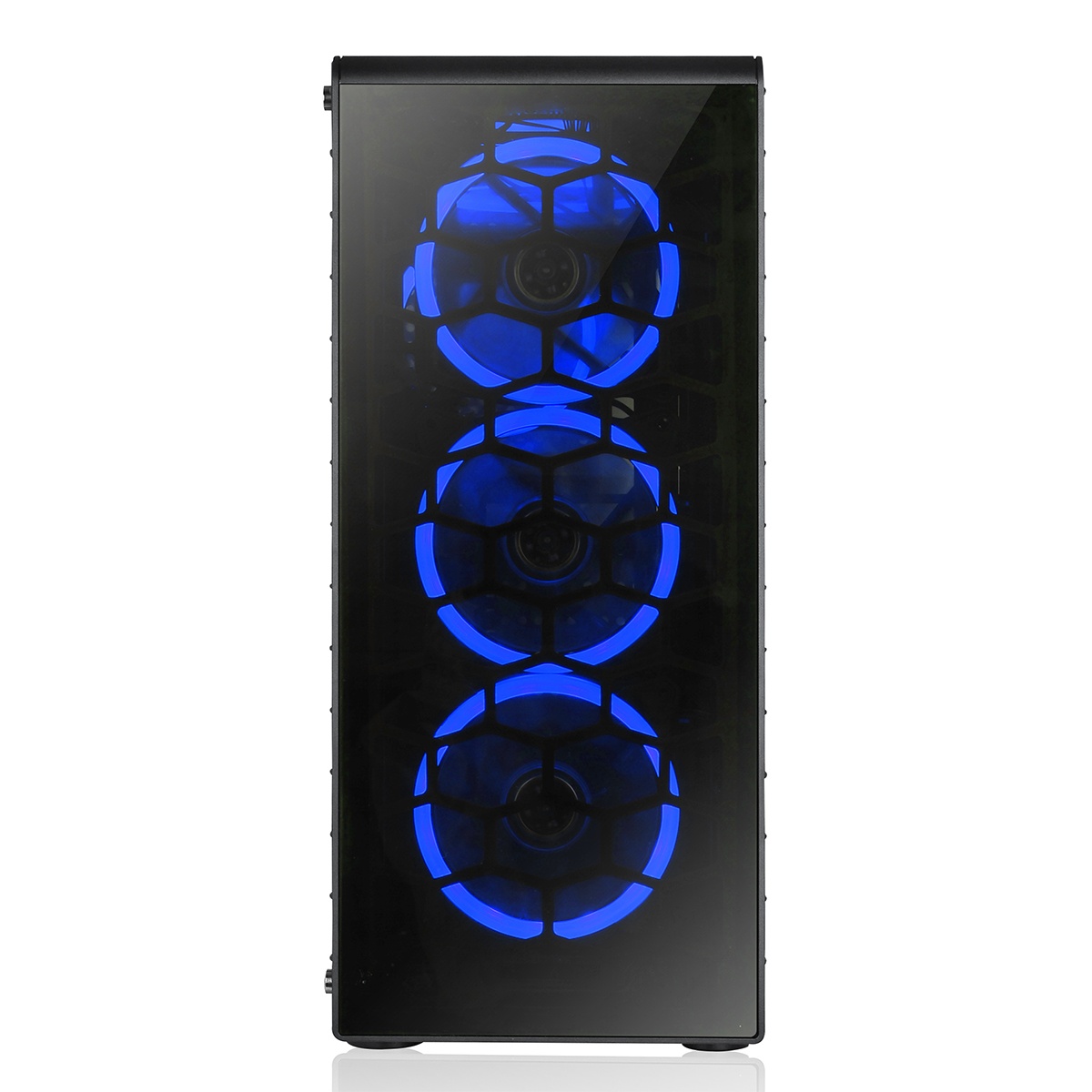 CiT Raider Mid-Tower Gaming Case With 4 x Halo Ring Blue Fans Tempered ...
