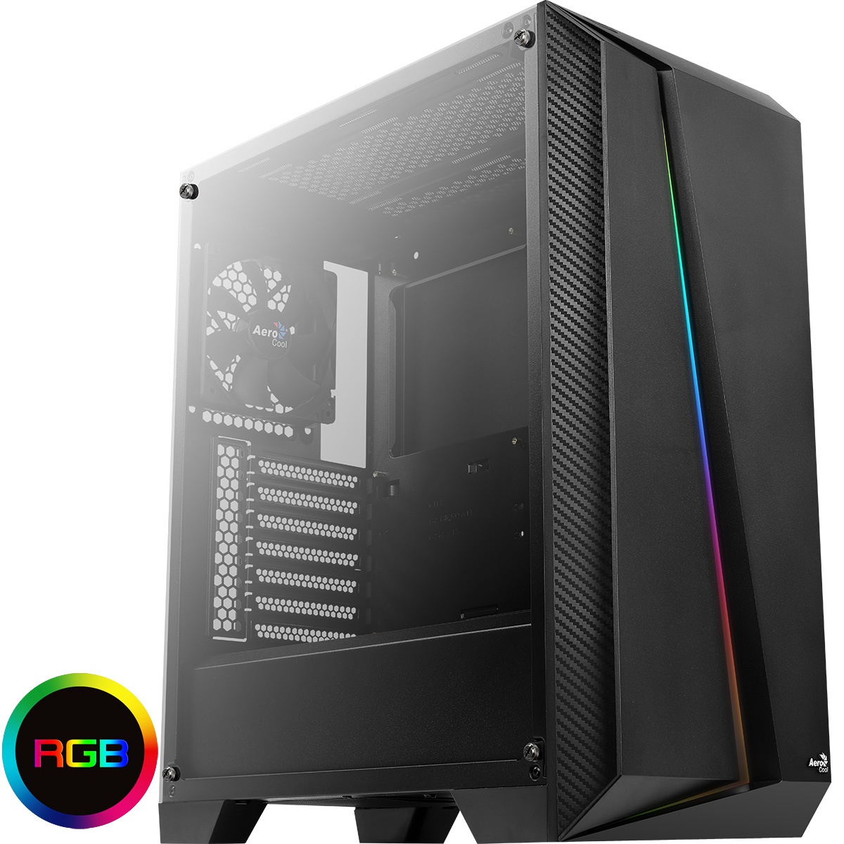 Aerocool Cylon Pro Black RGB LED Mid-Tower Gaming Case Tempered Glass ...