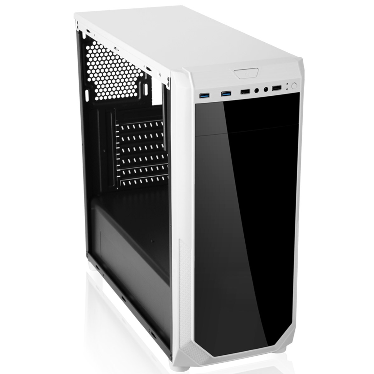Fierce PC Expanse White Case with 2 x Green 15 Led Front Fans ...