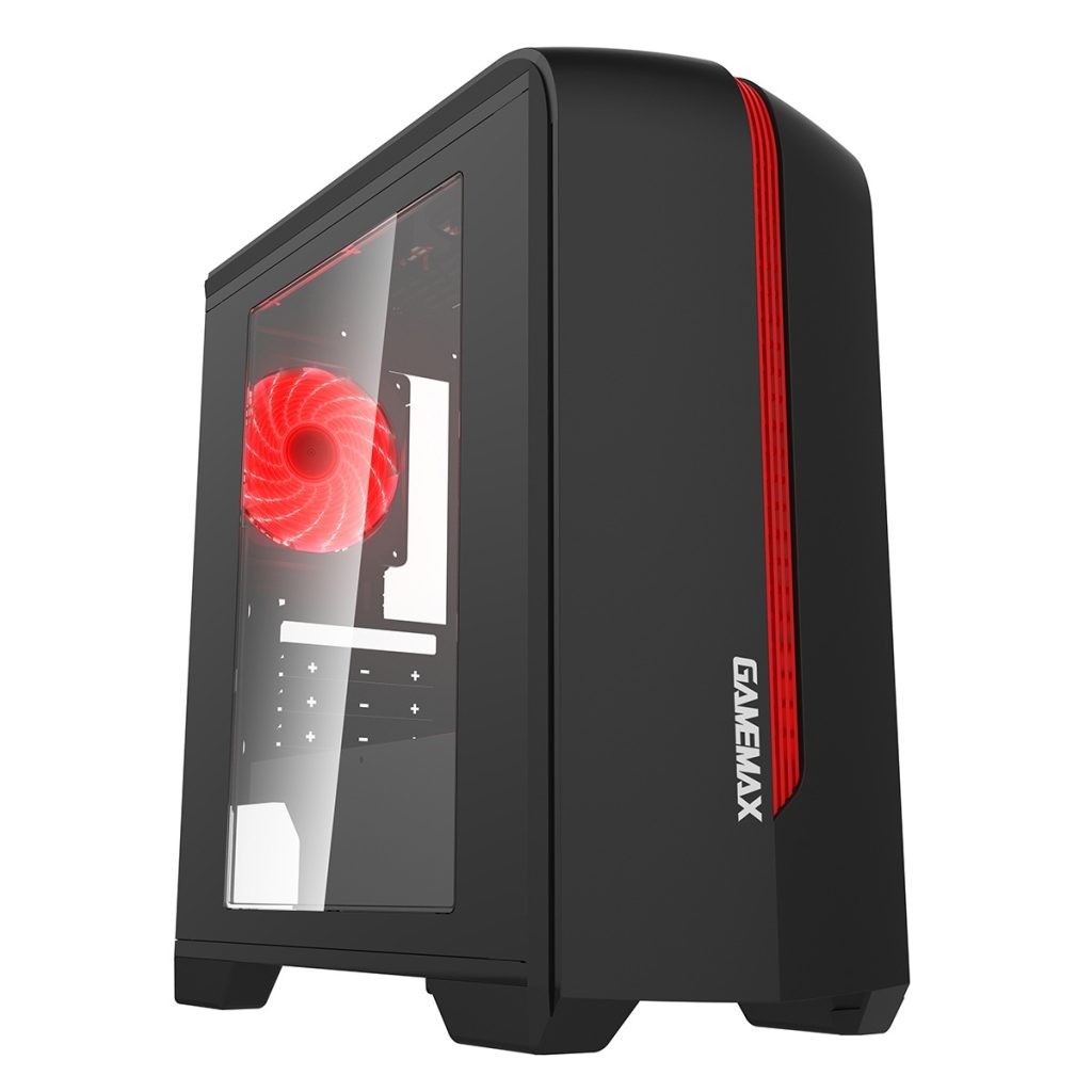Game Max Centauri Black Red Gaming Case 2 x 15 Red LED Fans Side Window ...
