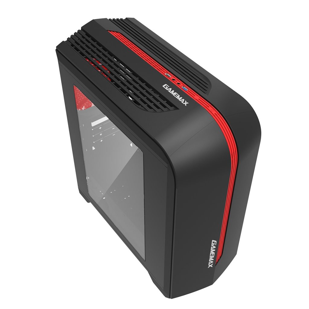 Game Max Centauri Black Red Gaming Case 2 x 15 Red LED Fans Side Window ...