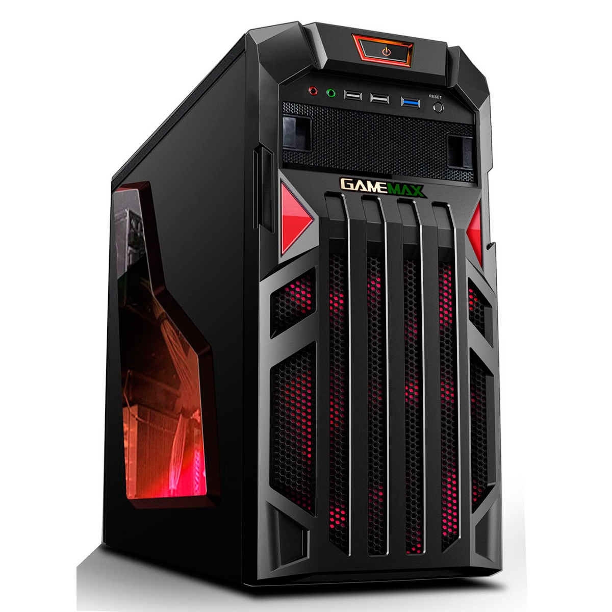 Game Max Centurion Gaming Case with Front and Rear Red LED Fans 1x USB3 ...