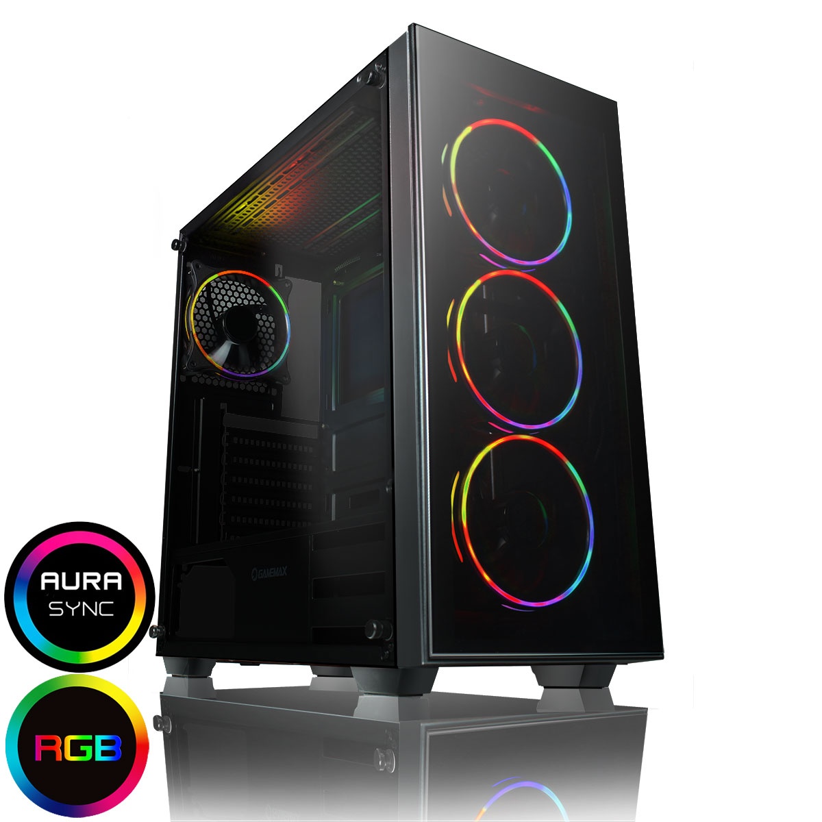 Game Max Crusader Rainbow RGB 3 pin Hub with 4 x Mirage Fans TG Front ...