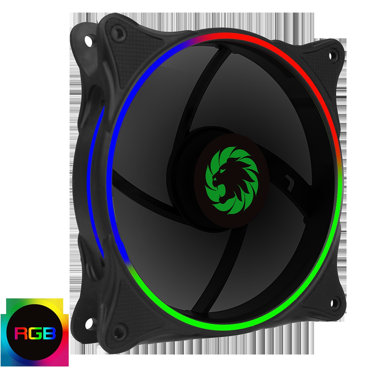 Game Max Cyclone Dual Ring RGB Fan 4 pin Header 3 Pin Power Black Gloss ...