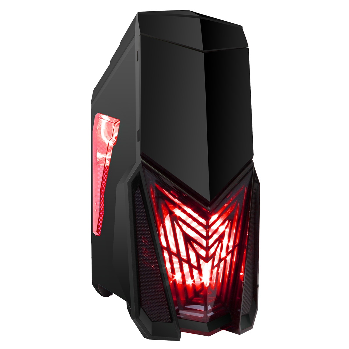 Game Max Destroyer Gaming PC Case with 3x12cm 15 Red LED fans1x12cm 4 ...