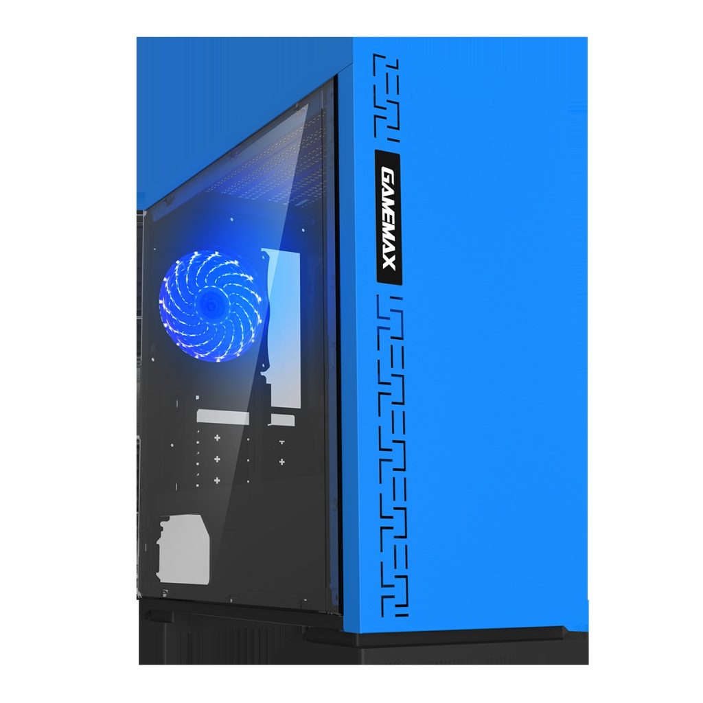 Game Max Expedition Blue Gaming Matx PC Case Rear LED Fan and Full Side ...
