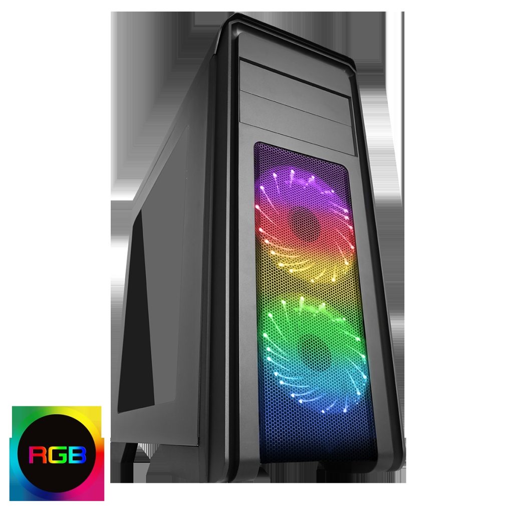 Game Max Falcon Black PC Gaming Case with 2 x RGB Front Fans and Remote ...