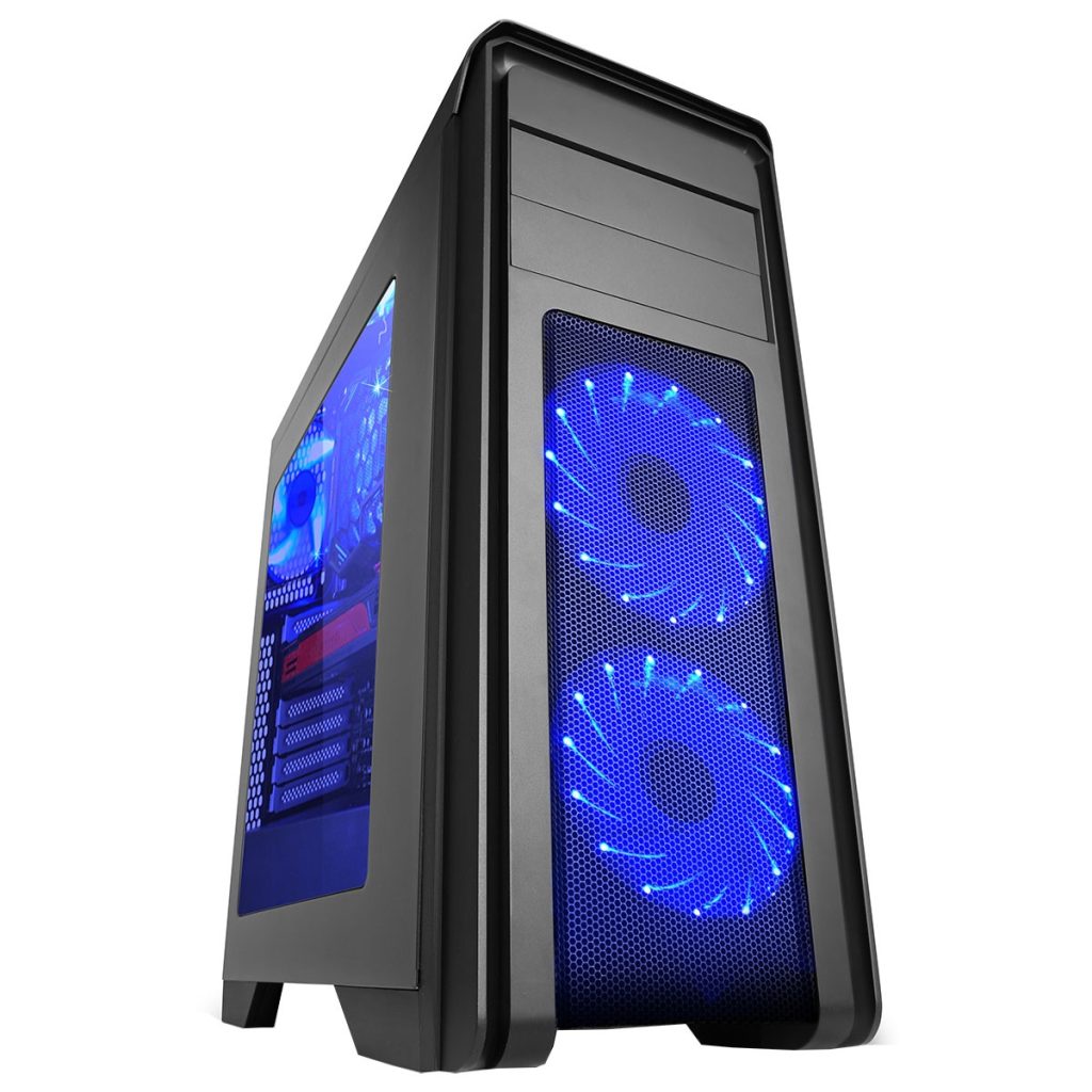 Game Max Falcon Gaming PC Case With 2 x 12cm 16 Blue LED Front Fans ...