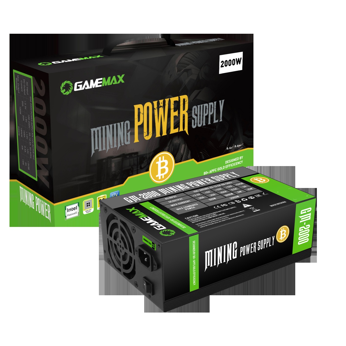Game Max GM2000 2000W 90% Efficient By Gold Design PSU - Watercooling UK