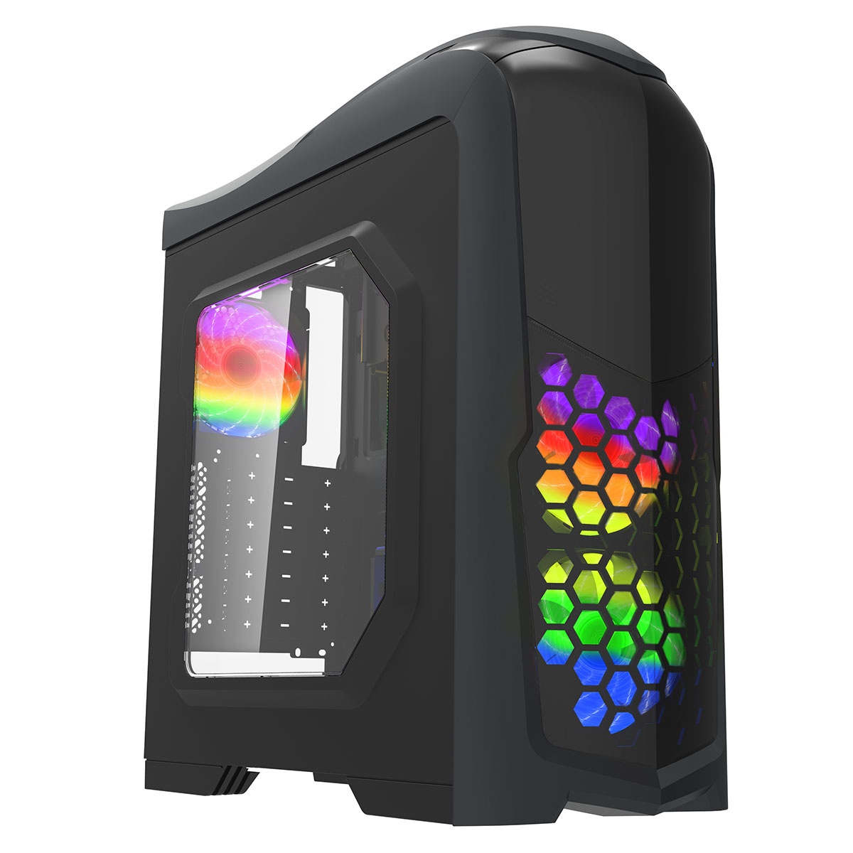 Game Max Nexus Black Gaming Case 2x RGB Led Front Fans and 1x RGB Rear ...
