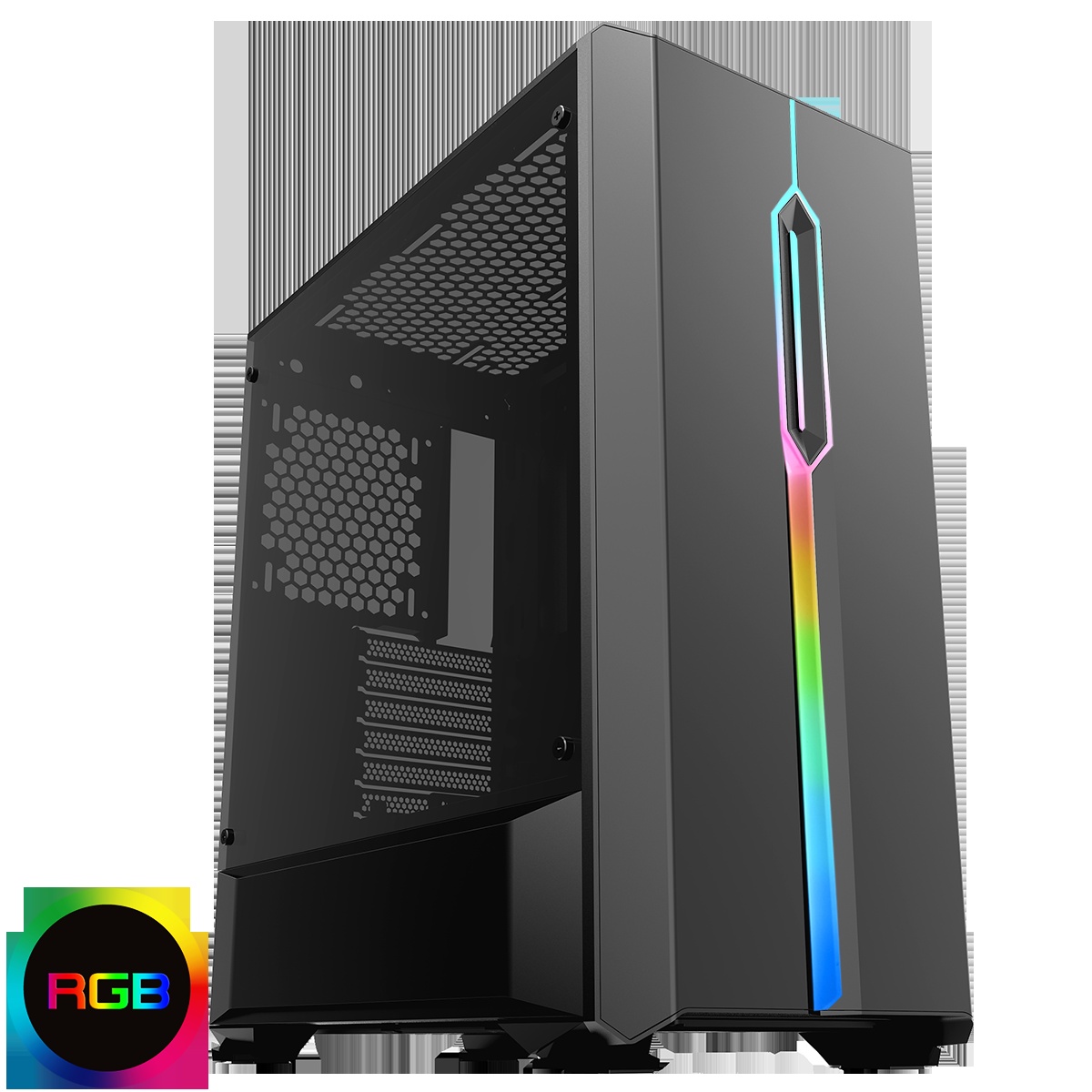 Game Max Solar Black RGB Midi Tempered Glass Gaming Case MB SYNC 3pin ...