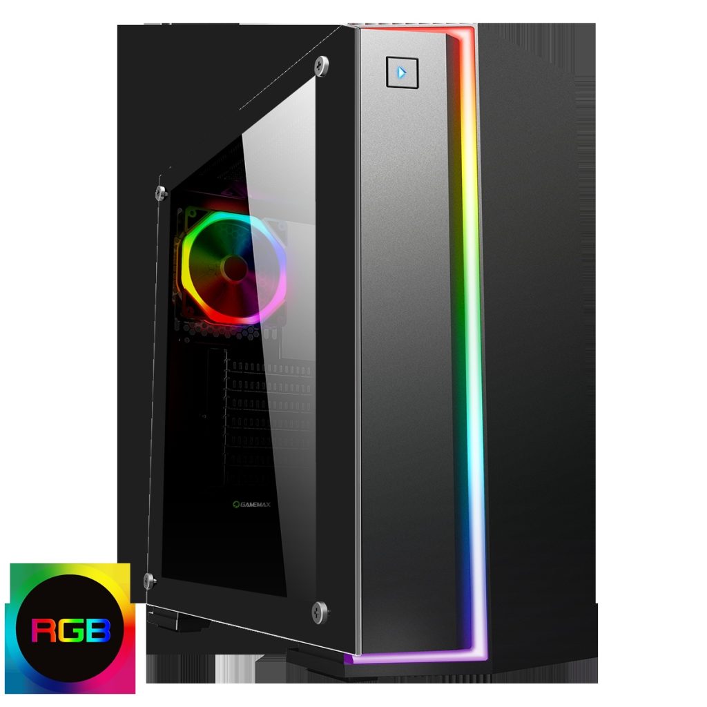 Game Max Starlight RGB Mid-Tower Gaming Case Rainbow Strip and Rear Fan ...