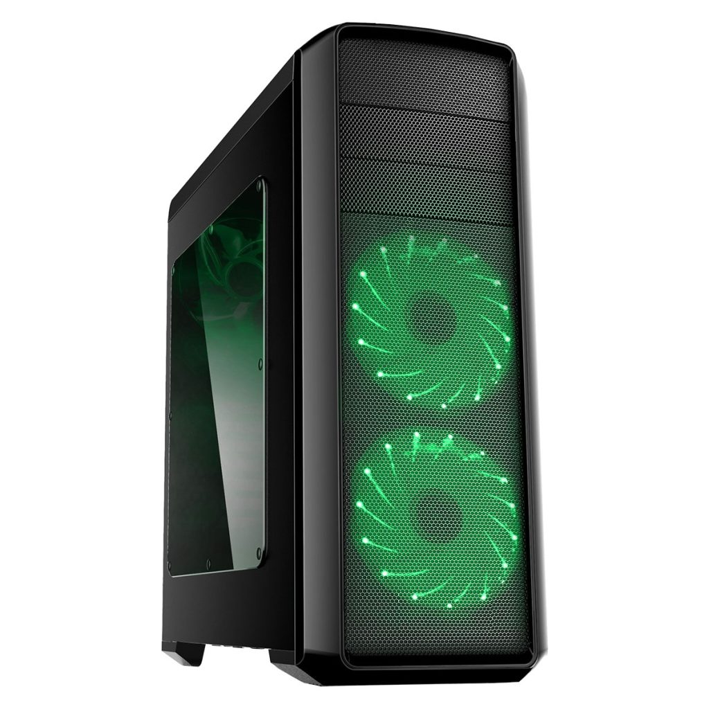 Game Max Volcano Gaming PC Case Green 32 LED Front Fans - Watercooling UK