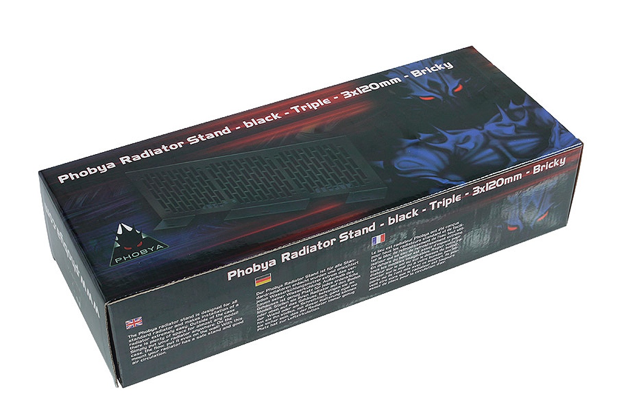 Phobya Radiator Stand - black - Triple - 3x120mm - Bricky - Watercooling UK