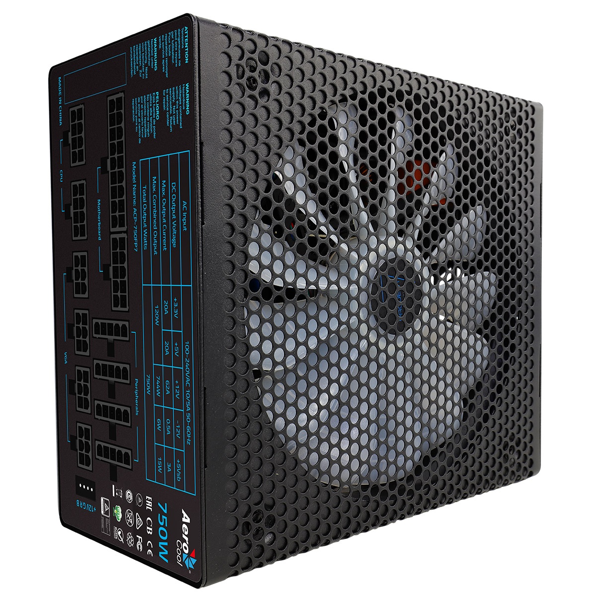 AeroCool Project 7 P750 RGB Full Modular 750w 80 Plus Platinum APFC PSU ...