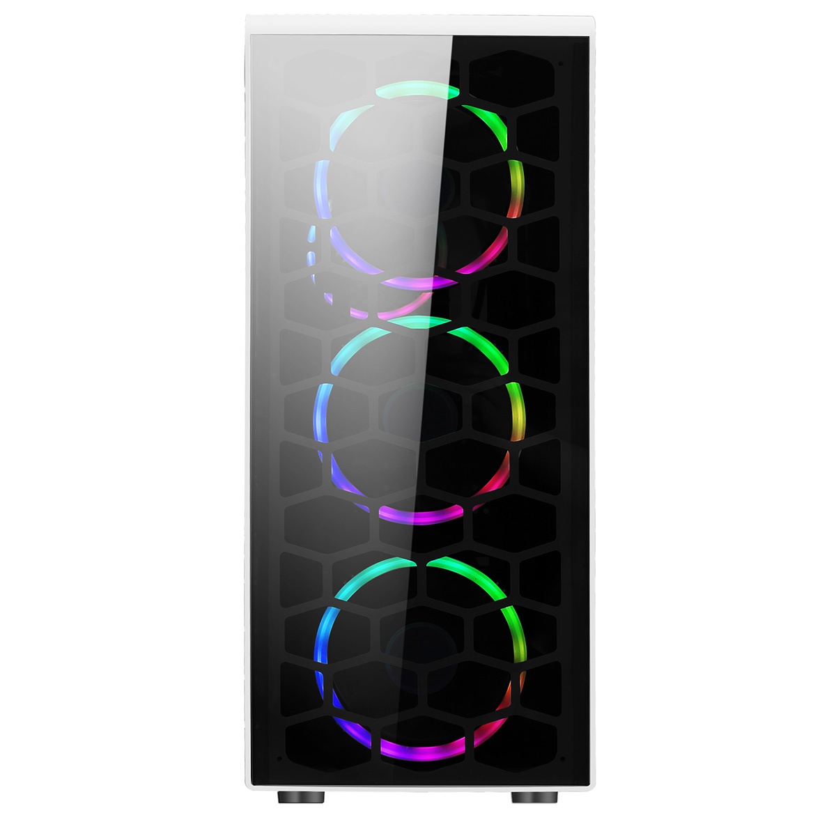 CiT Raider White 4 x Halo Spectrum RGB Fans Glass Front and Side MB ...